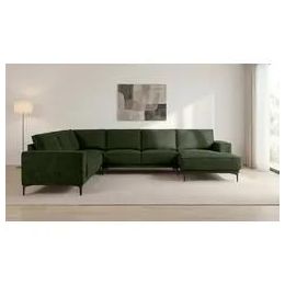 Wohnlandschaft OTTO HOME "OLAND U-Form, XXL, B: 342 cm, Skandi-Design", gr&uuml;n, B:342cm H:85cm T:260cm, 100% Polyester, Sofas, Wohnlandschaft, Skandi-Design in Struktur, Flachgewebe, Luxus-Microfaser, Boucle