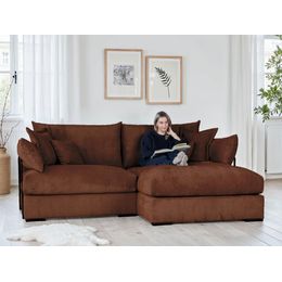 Ecksofa Home Affaire "Casa XL L-Form, B: 190 cm", terracota, B:190cm T:187cm, 100% Polyester, Sofas, Ecksofa, 4 Zierkissen, Mega-Sofa, in Cord oder Chenille-Struktur, Federkern