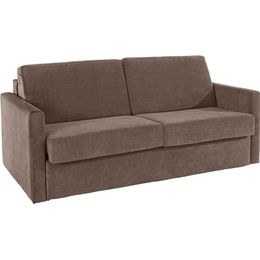 Schlafsofa Home Affaire "GOLDPOINT 182cm, Dauerschl&auml;fer, Liegefl&auml;che 140/200 cm", braun, B:182cm H:85cm T:100cm, Samtoptik (100% Polyester);Struktur (100% Polyester), Sofas, Schlafsofa, 3-Sitzer mit Dauerschl&auml;fer-Funktion, Bonell-Federkernmatratze