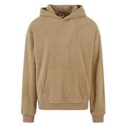 Kapuzensweatshirt Urban Classics "Urban Classics Jacquard Velvet Oversized Hoody", Herren, Gr. L, unionbeige, 100% Polyester, unifarben, Sweatshirts