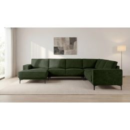 Wohnlandschaft OTTO HOME "OLAND U-Form, XXL, B: 342 cm, Skandi-Design", gr&uuml;n, B:342cm H:85cm T:260cm, 100% Polyester, Sofas, Wohnlandschaft, Skandi-Design in Struktur, Flachgewebe, Luxus-Microfaser, Boucle