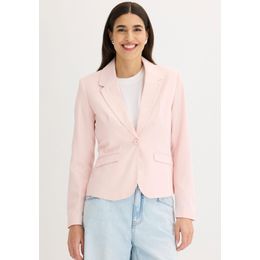 Kurzblazer bonprix "Kurzblazer", Damen, Gr. 46, rosa (perlrosa), Obermaterial: 95% Polyester, 5% Elasthan. Futter: 100% Polyester, festlich, slim fit, Blazer Kurzblazer, eleganter Stil, Slim Fit, aus Polyester und Elasthan