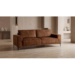 3-Sitzer OTTO HOME "OLAND, B: 224 cm - Skandi-Design", braun (cognac), B:224cm H:85cm T:83cm, 100% Polyester, Sofas, Struktur, Flachgewebe, Luxus-Microfaser, Boucle