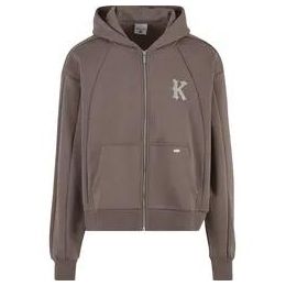 Sweatjacke Karl Kani "Karl Kani KK Boxy Full Zip Hoodie", Damen, Gr. M, braun, 80% Baumwolle, 20% Polyester, Sweatjacken Sweatjacke