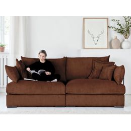 Big-Sofa Home Affaire "Casa XXL, B: 247 cm", terracota, B:247cm T:123cm, 100% Polyester, Sofas, Big-Sofa, 4 Zierkissen, Mega-Sofa, in Cord oder Chenille-Struktur, Federkern