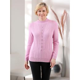 WITT Damen Stehkragenpullover mit Glitzersteinchen, ros&eacute;, Gr&ouml;&szlig;e 40