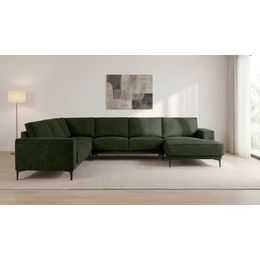 Wohnlandschaft OTTO HOME "OLAND U-Form, XXL, B: 342 cm, Skandi-Design", gr&uuml;n, B:342cm H:85cm T:260cm, 100% Polyester, Sofas, Wohnlandschaft, Skandi-Design in Struktur, Flachgewebe, Luxus-Microfaser, Boucle