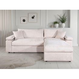 Ecksofa OTTO HOME "Cosy L-Form, B: 234 cm, Sitzaufbau im Sandwich-Federkern", beige, B:234cm T:162cm, 100%Polyester, Sofas, Ecksofa, 2 Zierkissen, Mega-Sofa, Cord oder Struktur weich, Kaltschaumauflage