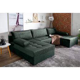 Wohnlandschaft Collection AB "Josy U-Form, B: 307 cm", gr&uuml;n (gr&uuml;n, flaschengr&uuml;n), B:307cm H:41cm T:161cm, 100%Polyester, Sofas, Wohnlandschaft, Bettfunktion & Bettkasten, Federkern