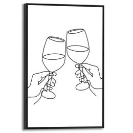 Poster Reinders "Wein", schwarz-wei&szlig; (farbe bild(er): schwarz, wei&szlig;), B:20cm H:30cm T:1,6cm, Bilder, Poster, K&uuml;che - Schwarz-Wei&szlig; - MDF - Line Art - 20x30 cm