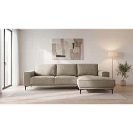 Ecksofa OTTO HOME "Polsterecke Oland, Struktur, Flachgewebe, Luxus-Microfaser, Boucle", beige, B:280cm H:85cm T:152cm, 100% Polyester, Sofas, Ecksofa, L-Form, 280 cm, Wellenunterfederung, Skandi-Design, Metallf&uuml;&szlig;e