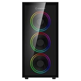 GAMEMAX Gaming-PC-Komplettsystem "MegaDeal Draco XD 2751 AMD Ryzen 5 5500 16GB 480GB SSD RTX 5050", Energieeffizienz: E (A-G), schwarz, Microsoft Windows 11 Home (64 Bit), 16 GB RAM 480 GB SSD, Computer_Komplettsysteme, Windows 11 + MSI MAG 32C6X Curved Monitor 80cm (32")