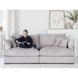 Big-Sofa Home Affaire "Casa XXL, B: 247 cm", beige, B:247cm T:123cm, 100% Polyester, Sofas, Big-Sofa, 4 Zierkissen, Mega-Sofa, in Cord oder Chenille-Struktur, Federkern