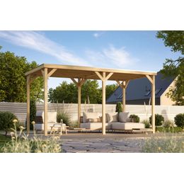 Holzpavillon Karibu "Pergola Quadratus", naturbelassen, B/H/T: 231cm x 243cm x 453cm, Pavillons, verschiedene Gr&ouml;&szlig;en