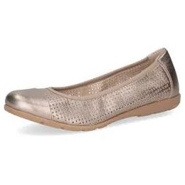 Ballerina Caprice, Damen, Gr. 37, taupe, metallic, Leder, metallic, Schuhe Ballerina, Slipper, Bequemschuh, Schlupfschuh mit Perforation