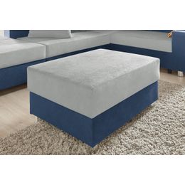 Hocker Collection AB "Paris, B: 92 cm", blau (blau, hellgrau), B:92cm H:42cm T:70cm, Microfaser PRIMABELLE (100% Polyester) / Struktur (100% Polyester);Kunstleder SOFTLUX / Struktur (100% Polyester);Microfaser PRIMABELLE (100% Polyester), Hocker, Hocker, mit Federkern