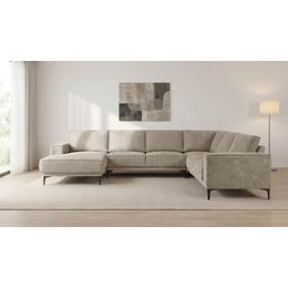 Wohnlandschaft OTTO HOME "OLAND U-Form, XXL, B: 342 cm, Skandi-Design", beige, B:342cm H:85cm T:260cm, 100% Polyester, Sofas, Wohnlandschaft, Skandi-Design in Struktur, Flachgewebe, Luxus-Microfaser, Boucle