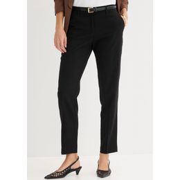 Anzughose bonprix "Anzugshose", Damen, Gr. 48, K-Gr, schwarz (schwarz (l&auml;nge: kurz)), Obermaterial: 76% Polyester, 22% Viskose, 2% Elasthan, slim fit, Hosen Anzughose, aus Polyester, Viskose und Elasthan, schmale Passform