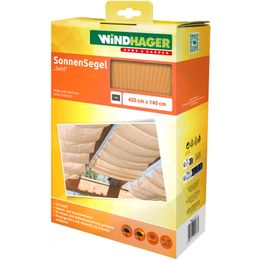 Sonnensegel Windhager, beige (sand), B:420cm T:140cm, Polyester, Sonnensegel, f&uuml;r Seilspannmarkise, inklusive Laufhaken, 4,2x1,4 m