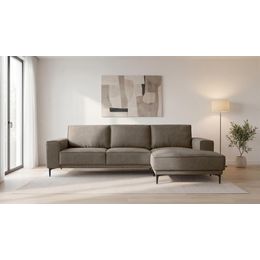 Ecksofa OTTO HOME "Polsterecke Oland, Struktur, Flachgewebe, Luxus-Microfaser, Boucle", braun, B:280cm H:85cm T:152cm, 100% Polyester, Sofas, Ecksofa, L-Form, 280 cm, Wellenunterfederung, Skandi-Design, Metallf&uuml;&szlig;e
