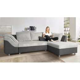 Ecksofa Collection AB "Sally L-Form, B: 256 cm", grau (anthrazit, grau), B:256cm H:87cm T:165cm, Microfaser PRIMABELLE (100% Polyester) / Struktur (80% Polyester, 20% Acryl);Struktur (80% Polyester, 20% Acryl);Kunstleder SOFTLUX / Struktur (80% Polyester, 20% Acryl);Microfaser PRIMABELLE (100% Polyester) / Cord (100% Polyester), Sofas, Ecksofa, 1 Zierkissen, optional Bettfunktion & Bettkasten