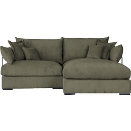 Ecksofa Home Affaire "Casa XXL L-Form, B: 247 cm", khaki, B:247cm T:187cm, 100% Polyester, Sofas, Ecksofa, 4 Zierkissen, Mega-Sofa, in Cord oder Chenille-Struktur, Federkern