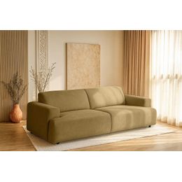 3-Sitzer Home Affaire "Linkka, Breite 237 cm", gelb (mustard), B:237cm H:75cm T:94cm, 90% PES, 10% Nylon, Sofas, in einem weichen Chenille-Stoff, mit Wellenunterfederung