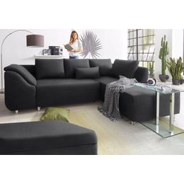 Ecksofa Collection AB "Sally L-Form, B: 256 cm", schwarz, B:256cm H:87cm T:165cm, Microfaser PRIMABELLE (100% Polyester) / Struktur (80% Polyester, 20% Acryl);Struktur (80% Polyester, 20% Acryl);Kunstleder SOFTLUX / Struktur (80% Polyester, 20% Acryl);Microfaser PRIMABELLE (100% Polyester) / Cord (100% Polyester), Sofas, Ecksofa, mit und ohne Bettfunktion, inklusive loser R&uuml;cken- und Zierkissen