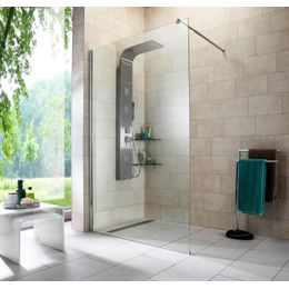 Walk-in-Dusche Welltime "Tropea light", beige (chromfarben), B:120cm H:190cm, Duschw&auml;nde, Inklusive verstellbarem Wandarm