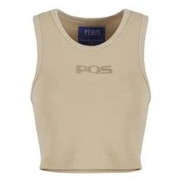 T-Shirt PEQUS "PEQUS PEQUS Island Defender Crop Top", Damen, Gr. M, beige, 100% Baumwolle, bedruckt, slim fit, Racerback, Shirts T-Shirt