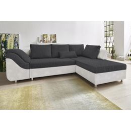 Ecksofa Collection AB "Sally L-Form, B: 256 cm", grau (silbergrau, anthrazit), B:256cm H:87cm T:165cm, Microfaser PRIMABELLE (100% Polyester) / Struktur (80% Polyester, 20% Acryl);Struktur (80% Polyester, 20% Acryl);Kunstleder SOFTLUX / Struktur (80% Polyester, 20% Acryl);Microfaser PRIMABELLE (100% Polyester) / Cord (100% Polyester), Sofas, Ecksofa, mit und ohne Bettfunktion, inklusive loser R&uuml;ck
