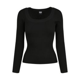 Rundhalspullover Urban Classics "Urban Classics Damen Ladies Wide Neckline Sweater", Damen, Gr. 5XL, schwarz, 35% Viskose, 35% Polyacryl, 30% Polyamid, unifarben, slim fit, Rundhals, Pullover Rundhalspullover
