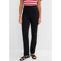 bonprix Damen Schlupfhose "Twill Treggings aus elastischem Baumwoll-Mix", schwarz, Gr. 38, unifarben, washed, Twill, Obermaterial: 97% Baumwolle, 3%