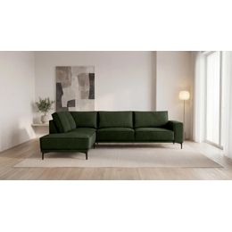 Ecksofa OTTO HOME "OLAND L-Form, B: 289 cm, Skandi-Design", gr&uuml;n, B:289cm H:85cm T:210cm, 100% Polyester, Sofas, Ecksofa, Struktur, Flachgewebe, Luxus-Microfaser, Boucle
