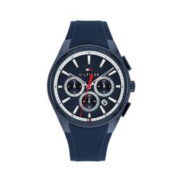 Multifunktionsuhr Tommy Hilfiger "Sam", blau, Armbanduhren, Herren, Quarzuhr, Armbanduhr, Herrenuhr, Silikonarmband, analog, Tag