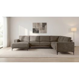 Wohnlandschaft OTTO HOME "OLAND U-Form, XXL, B: 342 cm, Skandi-Design", braun, B:342cm H:85cm T:260cm, 100% Polyester, Sofas, Wohnlandschaft, Skandi-Design in Struktur, Flachgewebe, Luxus-Microfaser, Boucle