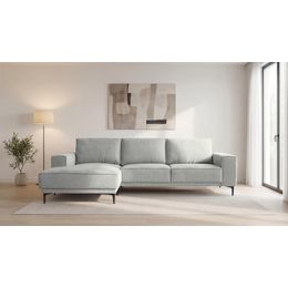 Ecksofa OTTO HOME "Polsterecke Oland, Struktur, Flachgewebe, Luxus-Microfaser, Boucle", beige (sand), B:280cm H:85cm T:152cm, 100% Polyester, Sofas, Ecksofa, L-Form, 280 cm, Wellenunterfederung, Skandi-Design, Metallf&uuml;&szlig;e