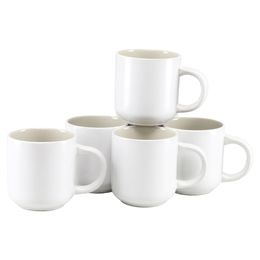 Becher "Tassen-Set Nayela", vanilla wei&szlig;, H:10cm &Oslash;:9cm, Steinzeug, LeGer Home by Lena Gercke, Trinkgef&auml;&szlig;e, Becher, sp&uuml;lmaschinengeeignet, mikrowellengeeignet, modern