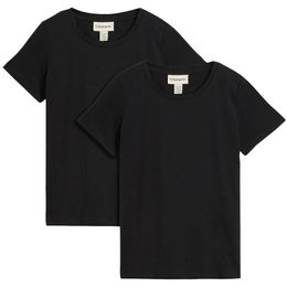 T-Shirt bonprix, Damen, Gr. 44/46 (L), schwarz (schwarz, schwarz), Jersey, Obermaterial: 100% Baumwolle, unifarben, loose fit normal, Rundhals, gerader Abschluss, Shirts T-Shirt, lockere Passform, Kurzarm, Rundhalsausschnitt, aus Baumwolle