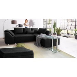 Ecksofa Collection AB "Sally L-Form, B: 256 cm", grau (anthrazit), B:256cm H:87cm T:165cm, Microfaser PRIMABELLE (100% Polyester) / Struktur (80% Polyester, 20% Acryl);Struktur (80% Polyester, 20% Acryl);Kunstleder SOFTLUX / Struktur (80% Polyester, 20% Acryl);Microfaser PRIMABELLE (100% Polyester) / Cord (100% Polyester), Sofas, Ecksofa, mit und ohne Bettfunktion, inklusive loser R&uuml;cken- und Zier