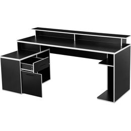 Gamingtisch OTTO HOME "Game, Computertisch, Eckschreibtisch", schwarz (schwarz, schwarz), B:180cm H:88,5cm T:102cm, Tische, Towerfach, Kabeldurchlass, Monitoraufsatz, Stauraum, Ma&szlig;e 180x102 cm