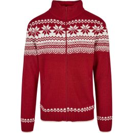 Strickjacke Brandit "Brandit Herren Cardigan Norweger", Herren, Gr. XXL, rot, 100% Polyacryl, mehrfarbig, normal, Rundhals, Strickjacken Strickjacke