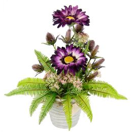 Kunstblume I.GE.A. "Arrangement aus Gerbera im Topf aus Keramik", lila (violett), B:23cm H:36cm L:23cm, Polyester, Kunstpflanzen, Tischgestecke Blumendekoration Seidenblumen K&uuml;nstliche Blumen
