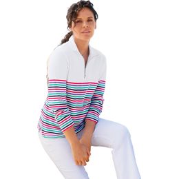 CR&Eacute;ATION L Damen Sweatshirt in Interlock-Qualit&auml;t ecru-pink-bedruckt Gr&ouml;&szlig;e 40