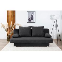 Schlafsofa Collection AB "Ulla, B: 186 cm, Liegel. 142x186 cm", grau (anthrazit), B:186cm H:94cm T:85cm, 100%Polyester, Sofas, Schlafsofa, Bettfunktion, Bettkasten & 2 Wende-R&uuml;ckenkissen