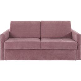 Schlafsofa Home Affaire "GOLDPOINT 182cm, Dauerschl&auml;fer, Liegefl&auml;che 140/200 cm", lila (beere), B:182cm H:85cm T:100cm, Samtoptik (100% Polyester);Struktur (100% Polyester), Sofas, Schlafsofa, 3-Sitzer mit Dauerschl&auml;fer-Funktion, Bonell-Federkernmatratze