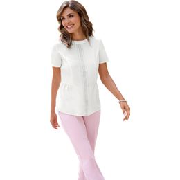 CR&Eacute;ATION L Damen Schlupfbluse mit Spitze ecru Gr&ouml;&szlig;e 36