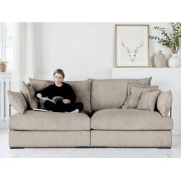 Big-Sofa Home Affaire "Casa XXL, B: 247 cm", taupe, B:247cm T:123cm, 100% Polyester, Sofas, Big-Sofa, 4 Zierkissen, Mega-Sofa, in Cord oder Chenille-Struktur, Federkern