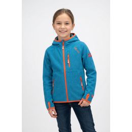 Fleecejacke Trollkids "KIDS SANDEFJORD JACKET", M&auml;dchen, Gr. 152, summernight blau, rot clay, Obermaterial: 100% Polyester, Jacken Fleecejacke