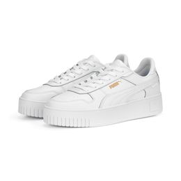 Sneaker Puma "CARINA STREET", Damen, Gr. 38, Puma wei&szlig;, Puma wei&szlig;, Puma gold, Leder, unifarben, Schuhe Sneaker, mit leicht erh&ouml;htem Plateau, Innenmaterial aus Textil, Topseller
